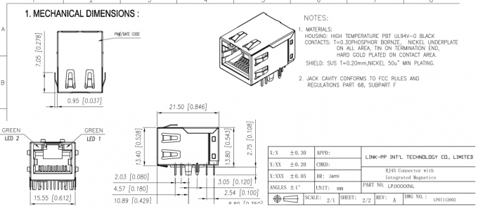 Single Port POE RJ45 Connector Side Entry Shielded XMH-01-5-PL2-111-1P0
