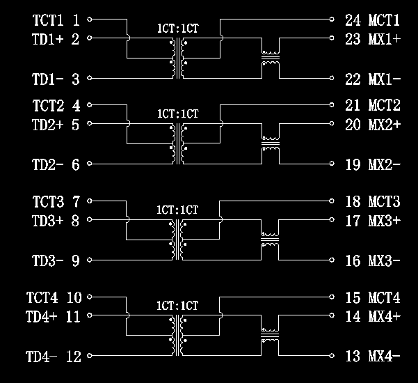 HN2436G 1000Base-T Ethernet Transformer with IEEE 802.3ab Gigabit Ethernet