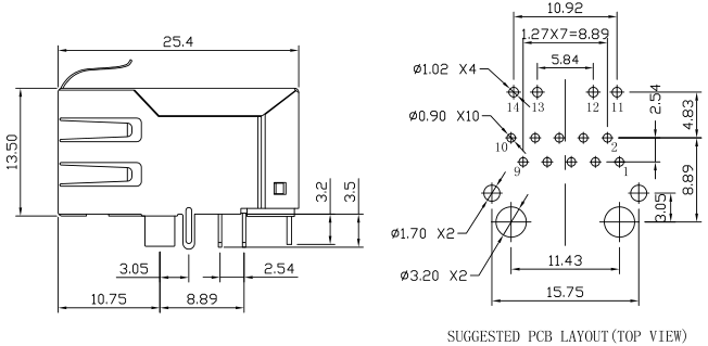 101110FHAJPM406ZA FCI Rj45 Jack Connectors 10/100/1000Base-T