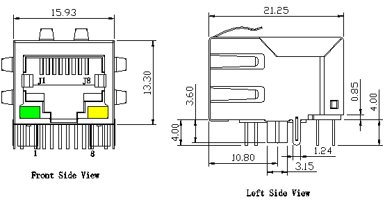 Rj45 With Magnetics 5-6605301-1 10/100 Ethernet Schematic Shielded With ...