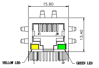 LPJ0284GDNL Female RJ 45 Modular Connector 10/100Base 13F-67BYGDD2NL