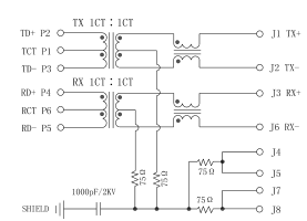 LPJ9011KONL PHY Interface Rj45 Magnetics Model 1x10/100Base-T LED Indicator