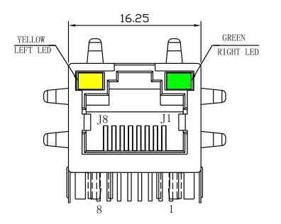 LPJ1026AGNL Magnetic RJ45 Jack 10/100 BaseT Ethernet Socket LED Indicator