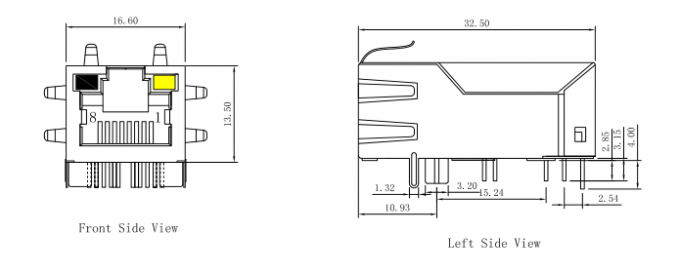 1000Base - T POE Magnetic Rj45 Socket Shielded W/LED Gigabit Ethernet ...
