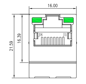 HFJV1-E1G46-L11RL Vertical RJ45 Jack 1000Base-T Magnetic Shielded LEDs