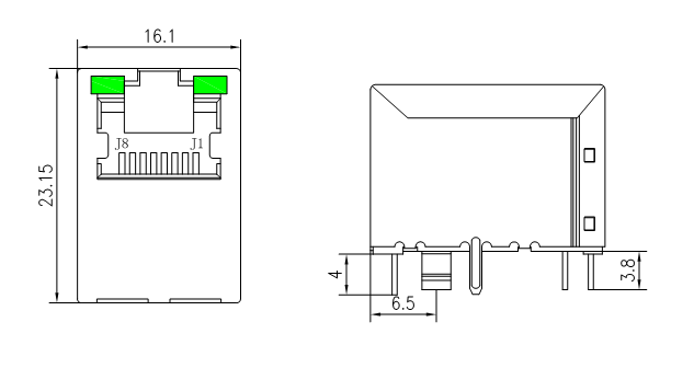 7499410221 Cross Magnetic Vertical RJ45 Jack , Top Entry RJ45 ...