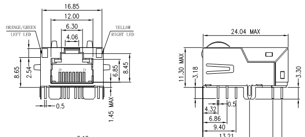 L829-1J1T-DD Gigabit Magjack Ultra Low Profile Rj45 to Network ...