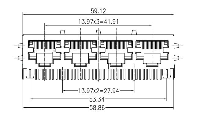 HFJ14-1G41ERL 4 Port Rj45 Connector 1000Base-T W / EMI Fingers ...
