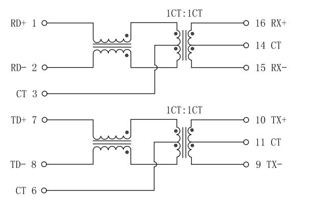 EH16A012S SMT Ethernet Single Port Transformer 16 Pins 10/100 Base - T ...
