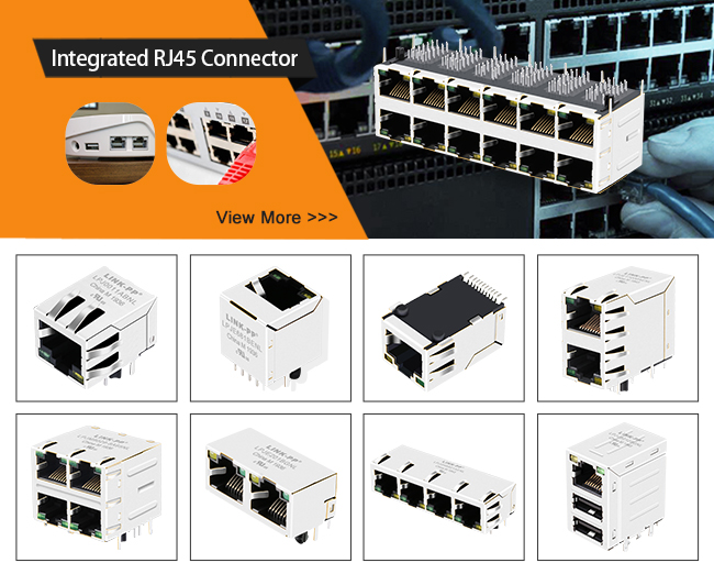 0826-1X1T-M1-F POE RJ45 MagJack 1x1 Port 1000 Base-T Tab Up With OG/Y Led RoHS