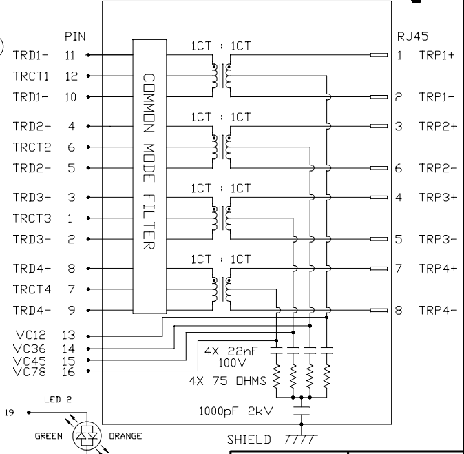 0826-1X1T-JK-F 1x1 Port 5G Base-T RJ45 MagJack 4PPoE Tab Up With GO/Y ...