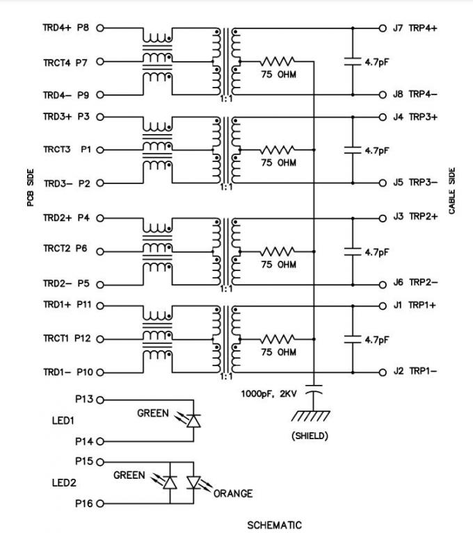 J0G-0210NL 1X1 Port 1000BASE-T SIDE ENTRY RJ45 Magjack Tab Up 12PIN G ...