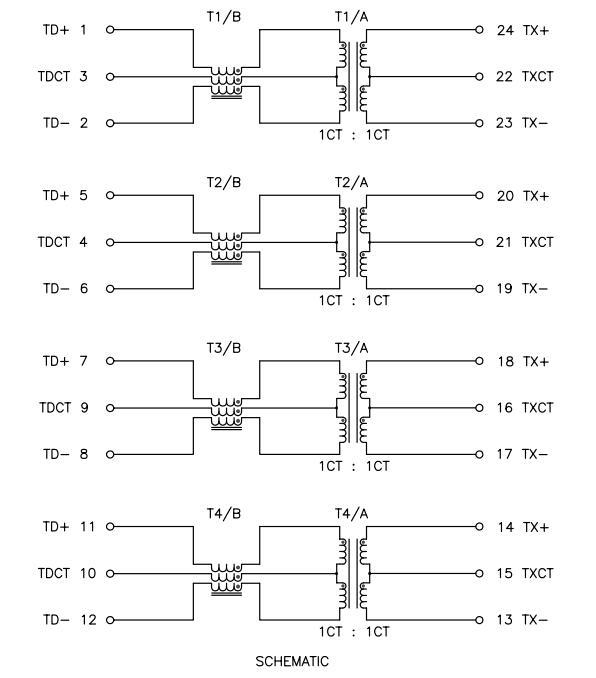 HX5149NLT 1000 BASE-T 24PIN SMD Telecom Transformer Surface Mount
