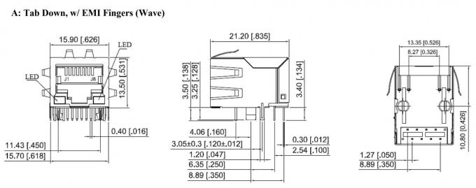 ARJM11A1-009-AB-EW2 100 BASE-T 8P8C Single Port RJ45 Magnetic Connector ...