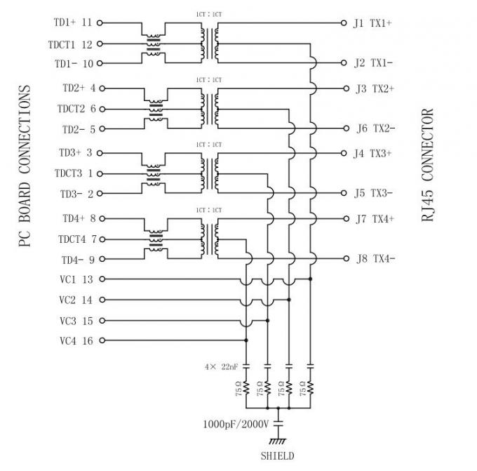 JGCG1T1004PW-GG RJ45 Connector 10G Base-T Integrated Magnetics For ...