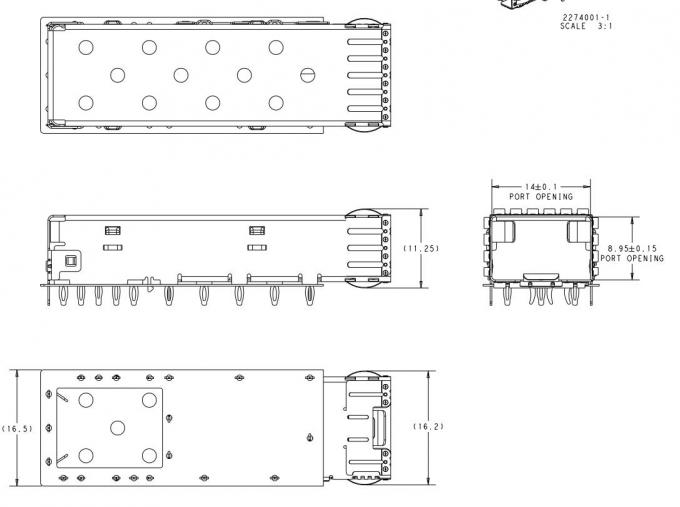 2274001-1 ZSFP+ Cage 1x1 Port 32 Gb/S Press Fit Mount
