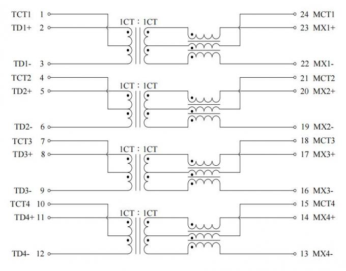 L22H027-0 2.5G Base - T 1 Port SMD Lan Filter Transformer Modules 24PIN