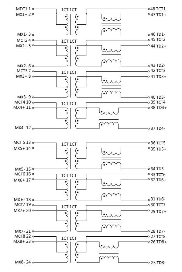 L24T001-C 1000 Base - T Dual Port Lan Filter Magnetic Transformer PoE ...