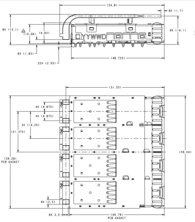 2227729-1 ZSFP+ Cage Assembly Ganged 1x4 Port Connector External ...