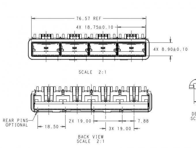 2170805-4 QSFP28 1x2 Cage With EMI Springs 28 Gb/S Modular Jack
