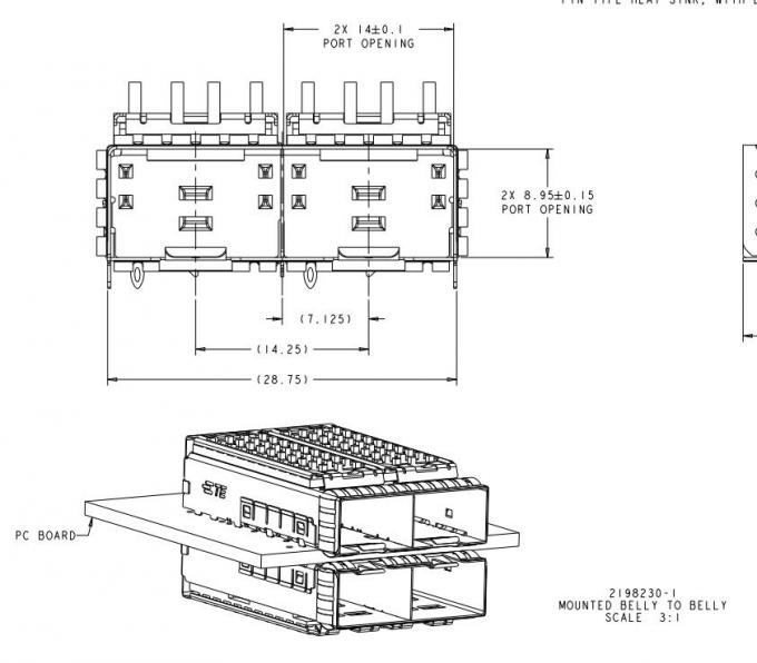 TE 2198230-1 SFP+ 1x2 Cage With Heat Sink External Springs