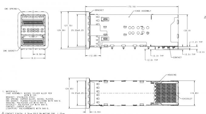TE 2198373-1 ZQSFP+ 2x1 Cage Assembly With Integrated Connector ...