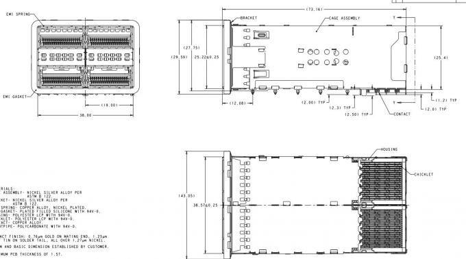 TE 2214593-2 ZQSFP+ 2x2 Cage Assembly With Integrated Connector ...