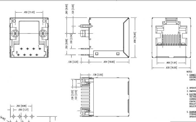 SS-90000-013 RJ45 1x1 Jack Vertical Ethernet Modular Connectors 8P8C