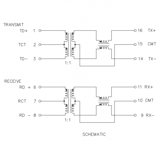 Hx1188nl Lan Transformer Surface Mounted 10 100 Base T Ethernet 16 Pins