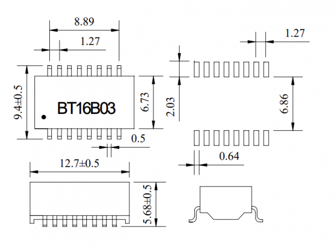 BT16B03 100Base-T 1500Vrms Ethernet Isolation Transformer Module